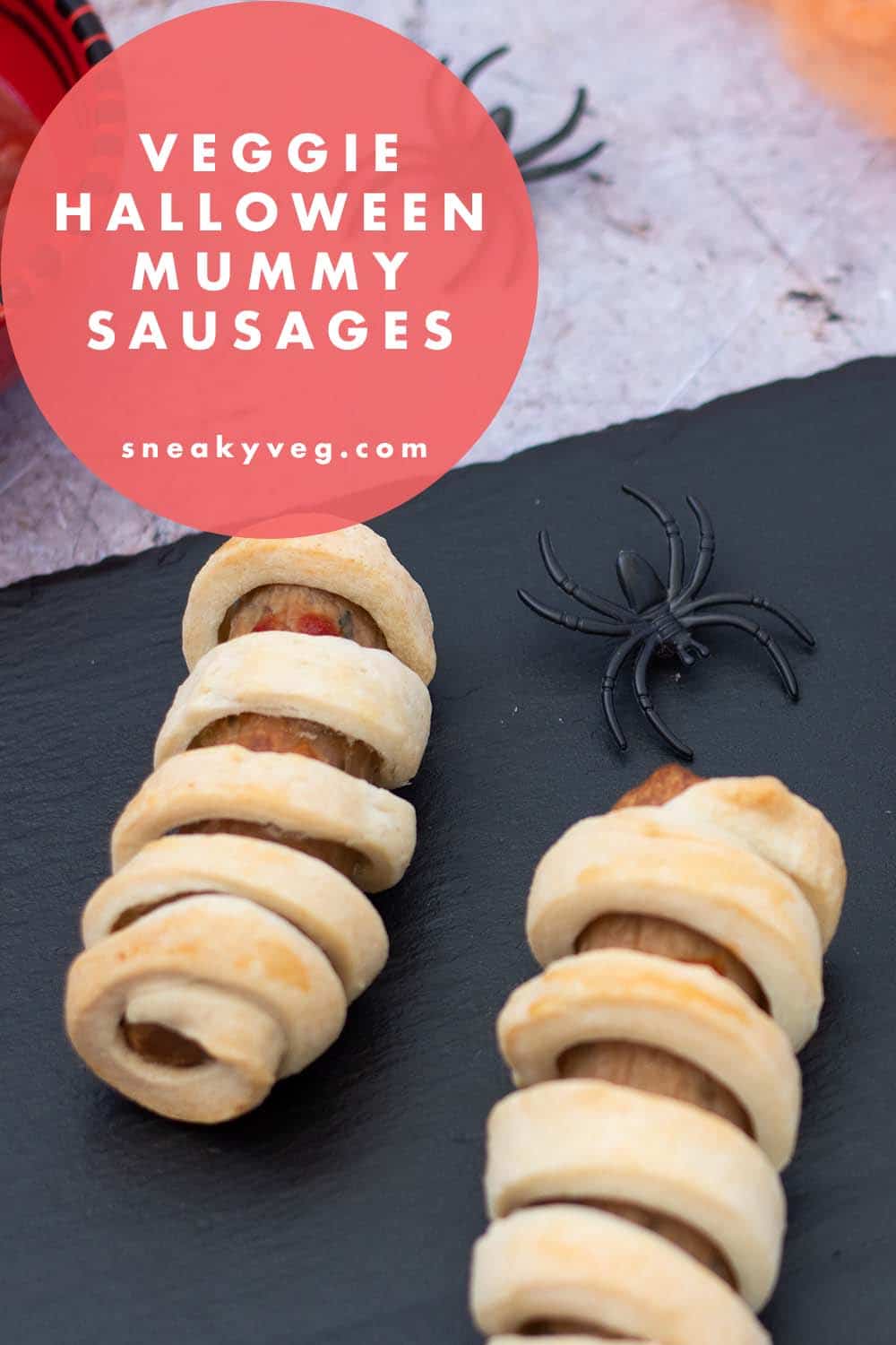 Veggie Halloween mummy sausages - Sneaky Veg