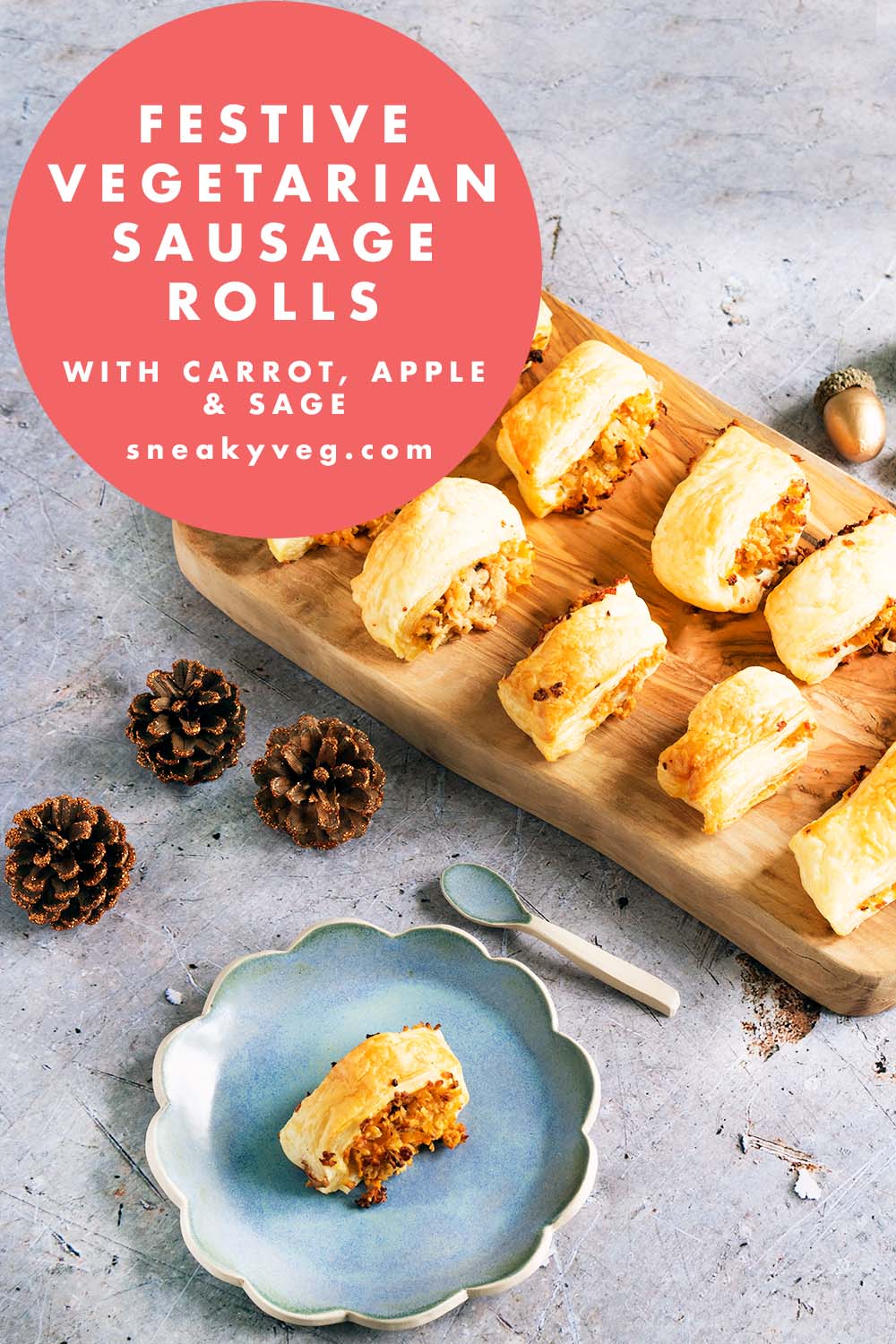 Carrot, apple and sage vegetarian sausage rolls - Sneaky Veg