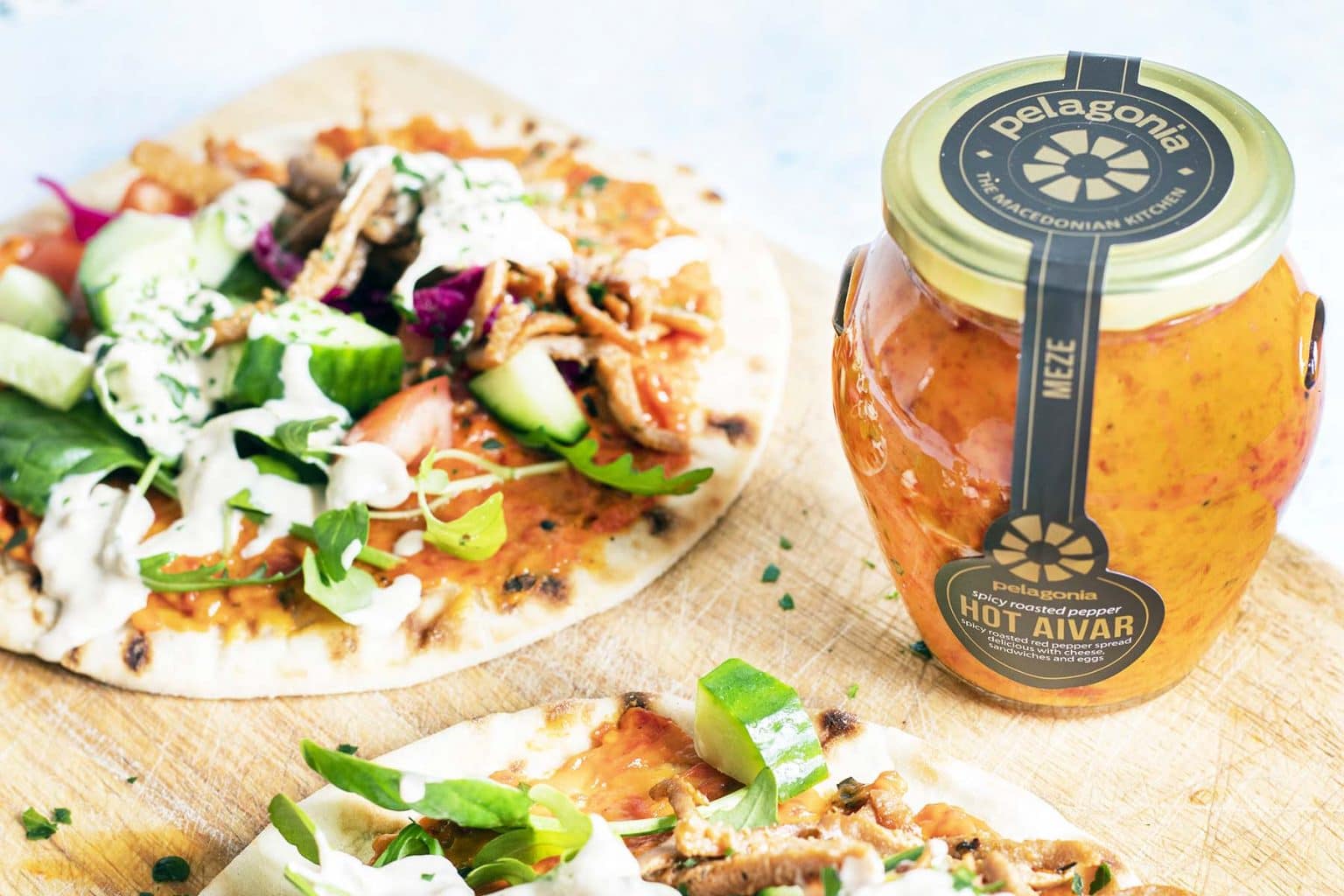 Loaded vegan flatbreads with hot aivar - Sneaky Veg